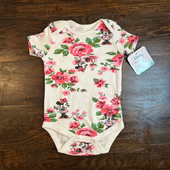 Disney | One Pieces | Disney Minnie Mouse Floral Bodysuit Pink And ...